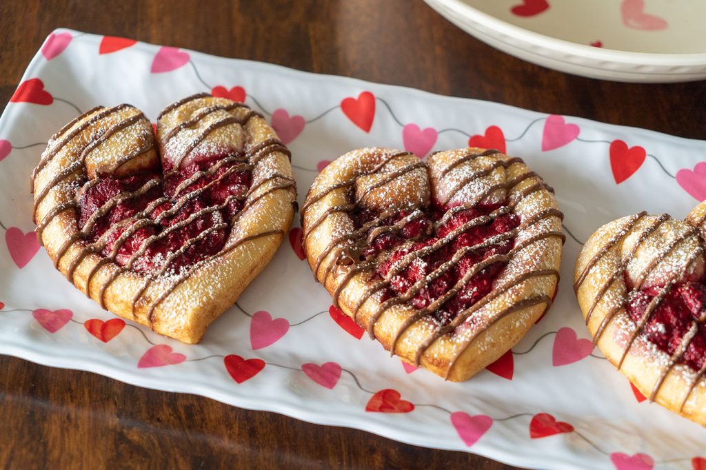 Heart Shaped Raspberry Cinnamon Rolls - Rhodes Bake-N-Serv